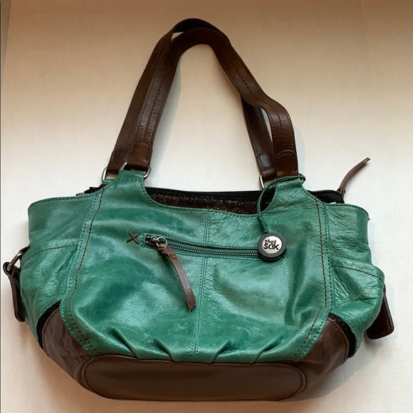 The Sak | Bags | The Sak Purse Tote Green And Brown Leather Tote ...